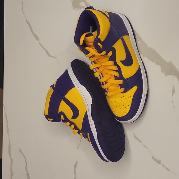Nike | Shoes | Nike Dunk High Boys Retro Womens Yellow Purple | Poshmark